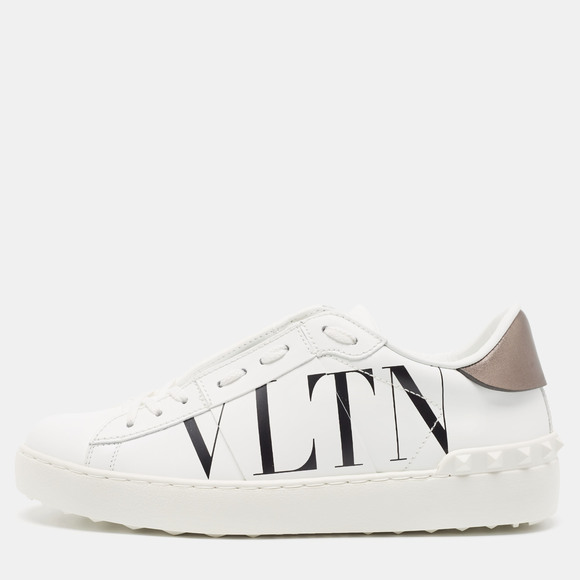 Valentino Garavani | Shoes | Valentino White Leather Vltn Logo Low Top ...